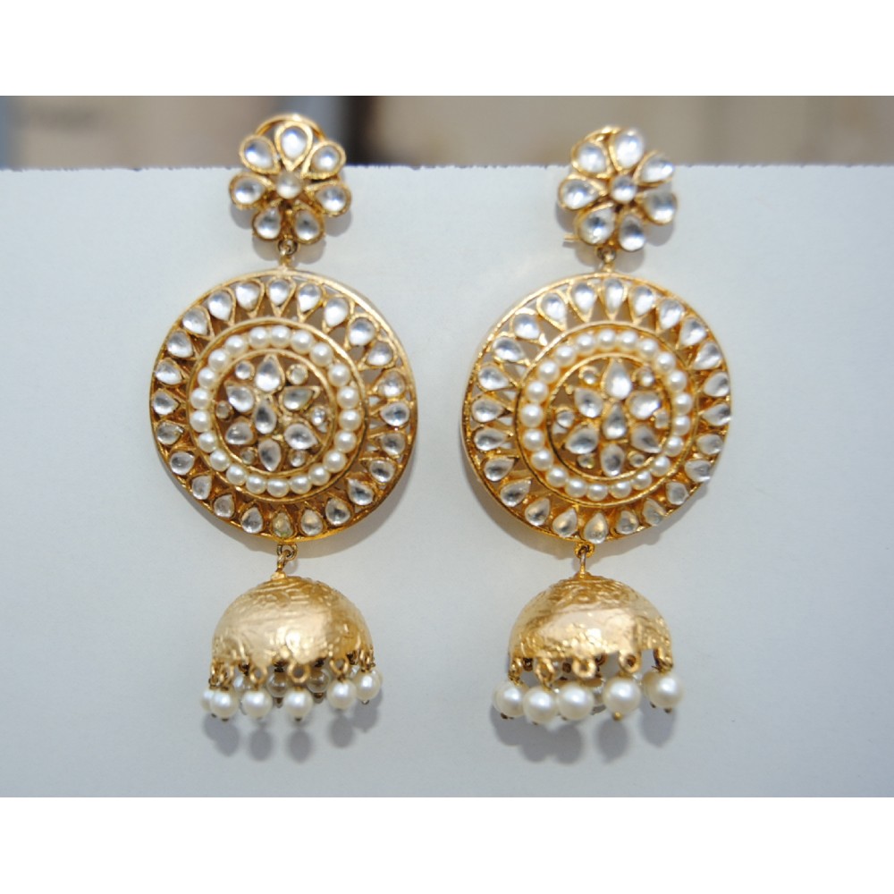 Gold Kundan Jhumkas