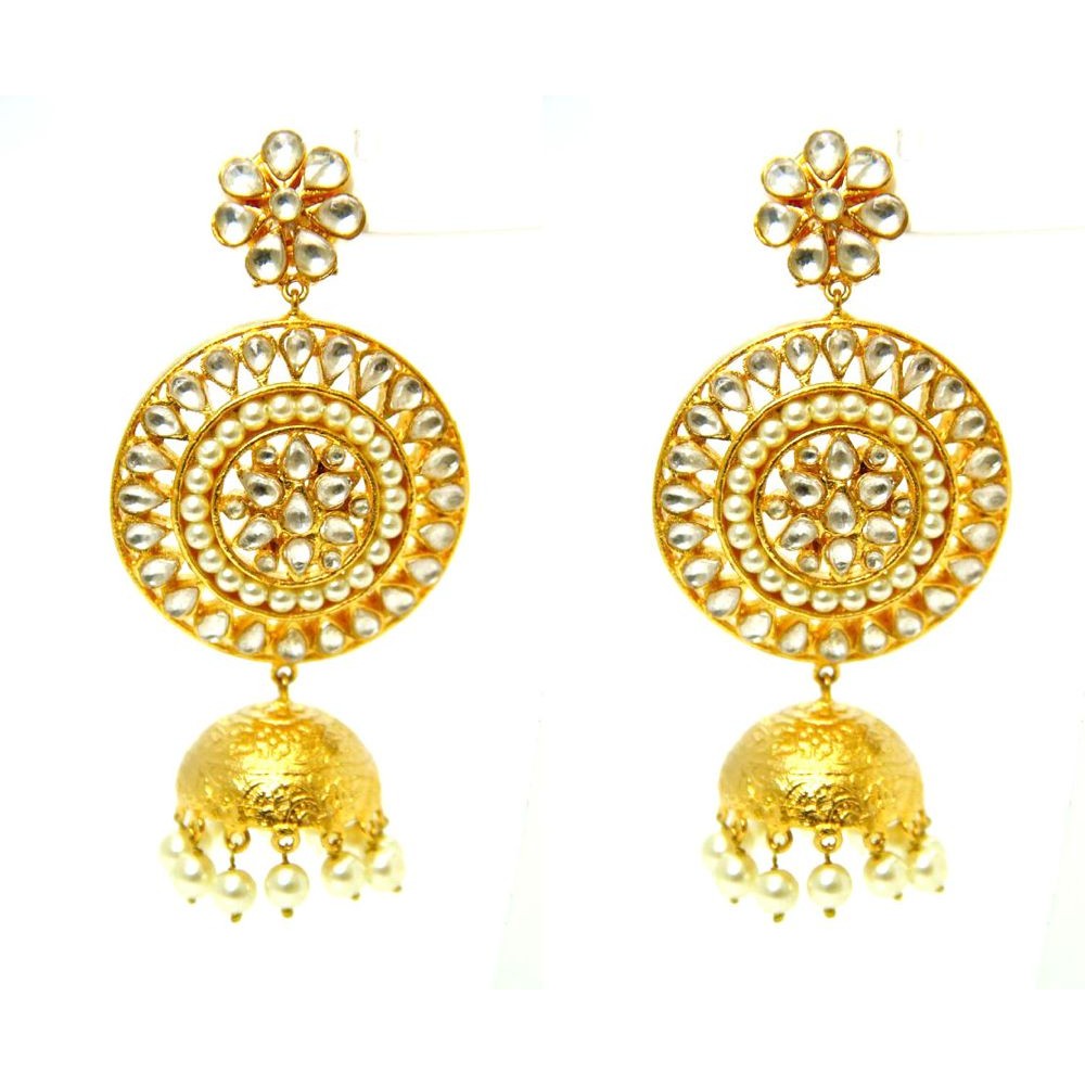 Gold Kundan Jhumkas